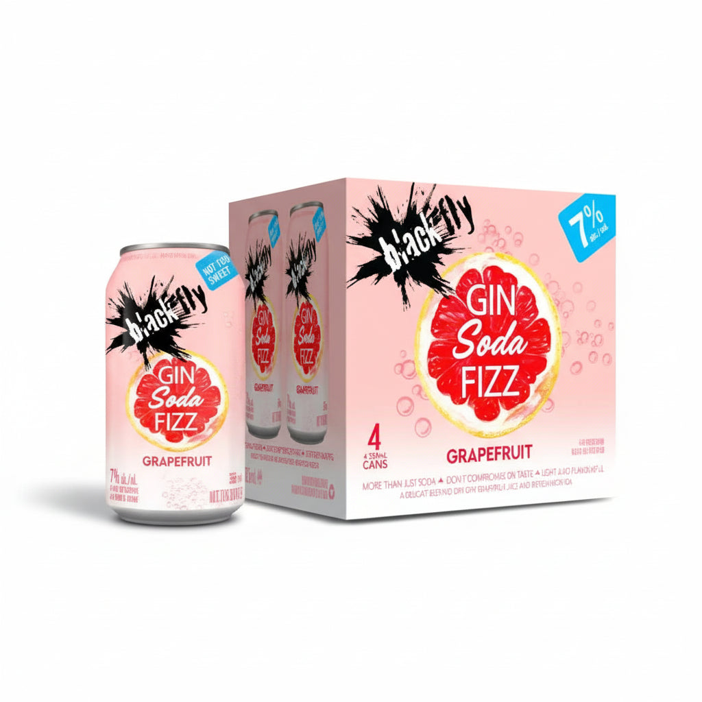 Black Fly Grapefruit Gin Soda Fizz 4 Pack Cans – South Park Liquor