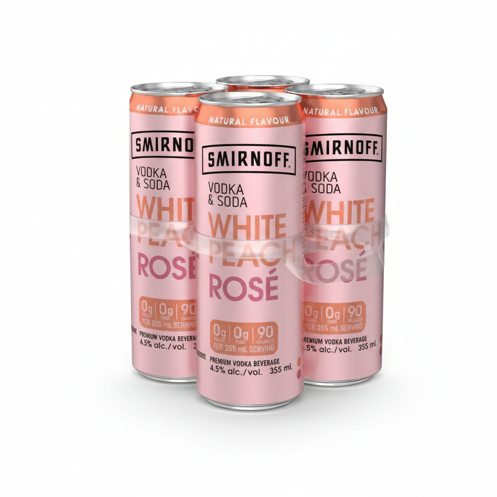 Smirnoff Vodka Soda White Peach Rosé 4 Pack Cans – South Park Liquor